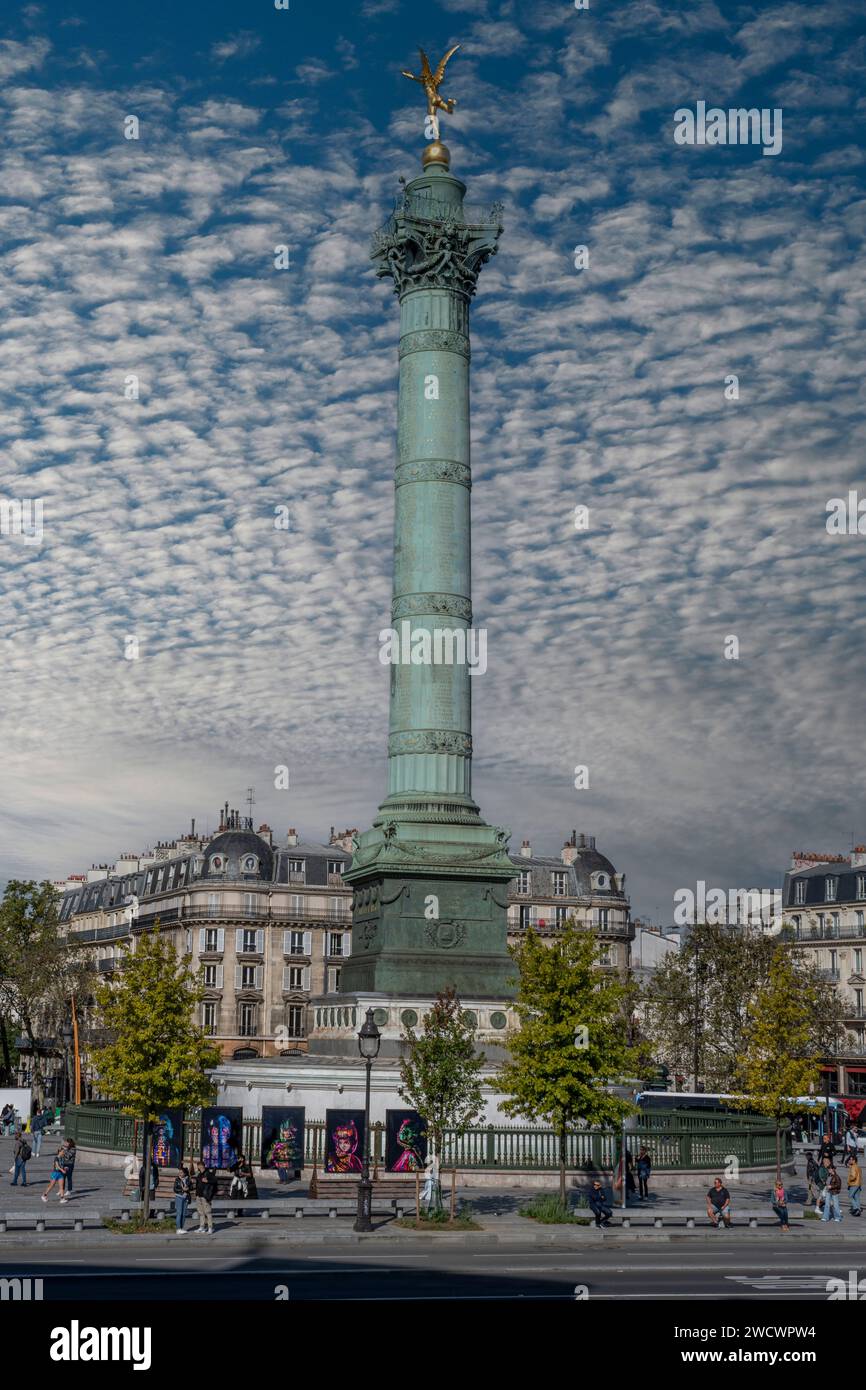 Paris, France - 09 23 2023: Bastille's Place. View of the Vendome ...