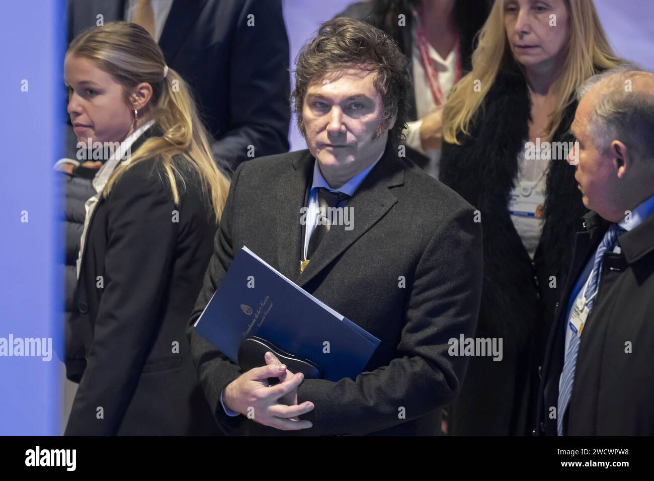 Javier Milei, President of Argentina, center, arrives for the 54th ...