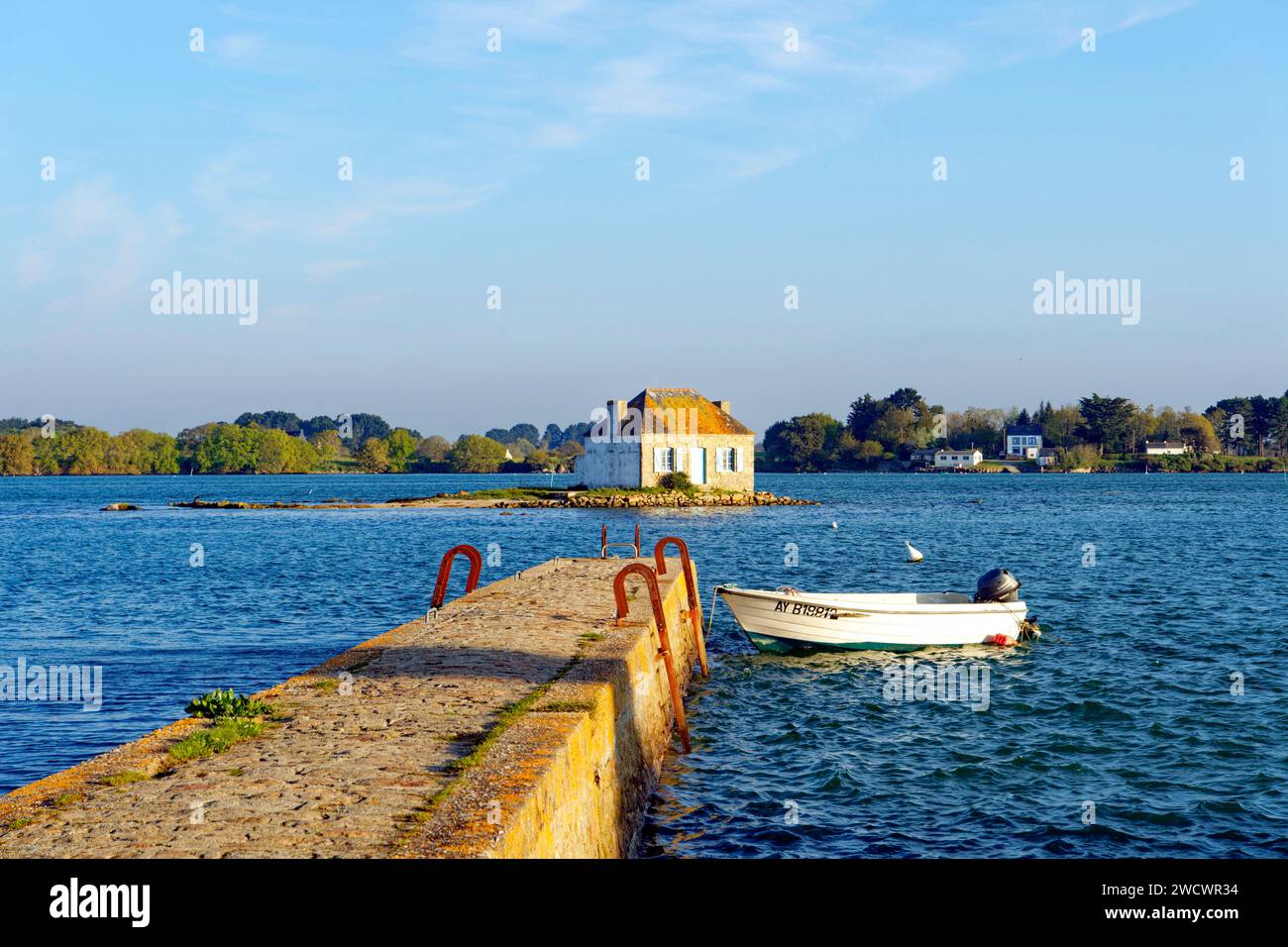 France, Morbihan, Belz, Etel river, Saint Cado, Nichtarguer island ...