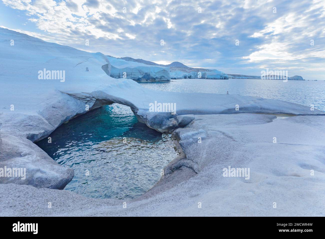 Greece, Cyclades Islands, Milos Island, Rock formations, Sarakiniko ...