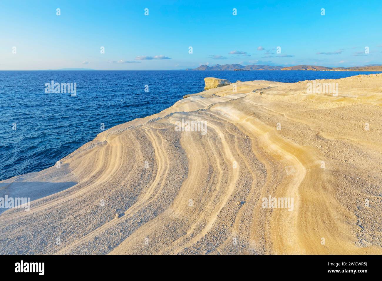 Greece, Cyclades Islands, Milos Island, Rock formations, Sarakiniko ...