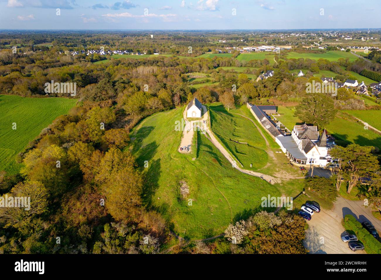 France, Morbihan, Carnac, burial mound (tumulus) and Saint Michel ...