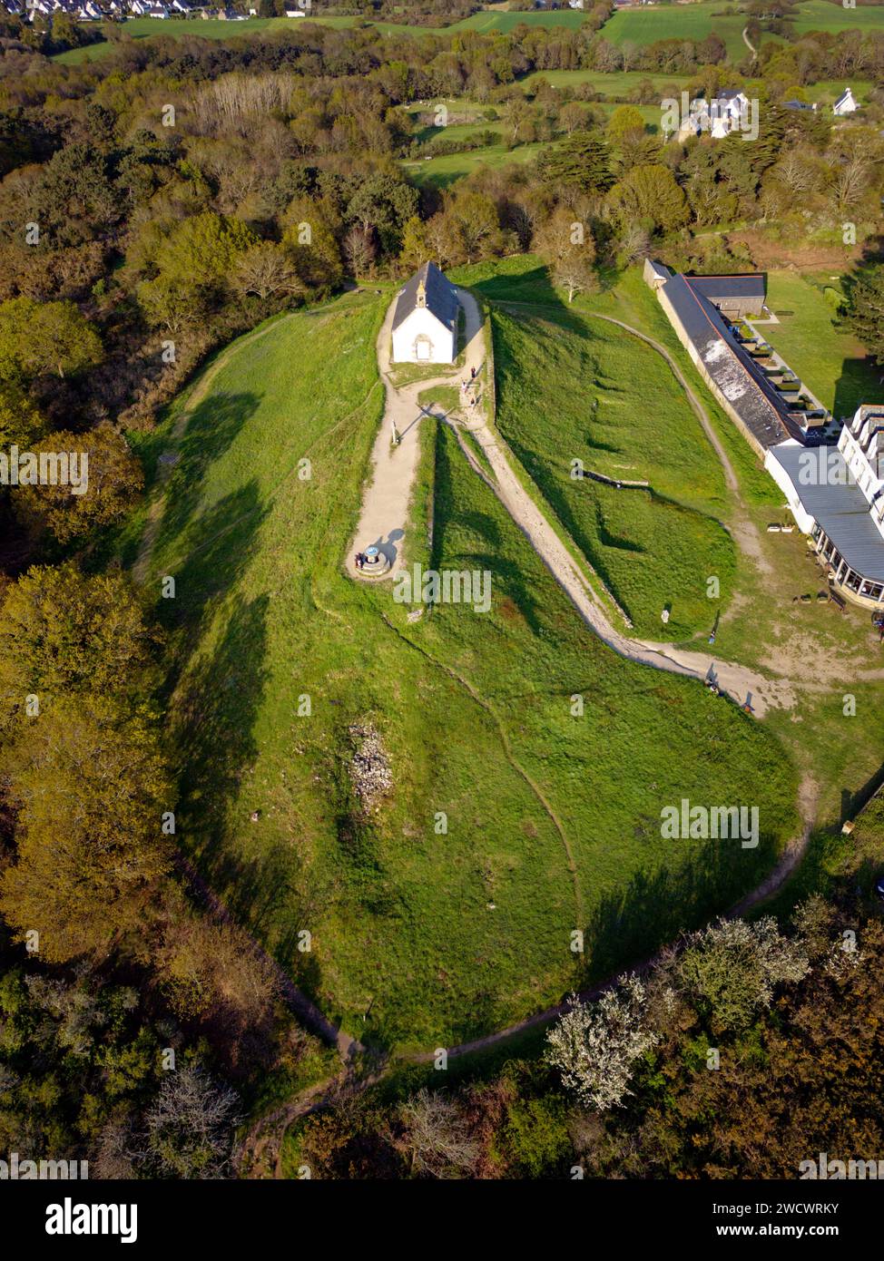 France, Morbihan, Carnac, burial mound (tumulus) and Saint Michel ...