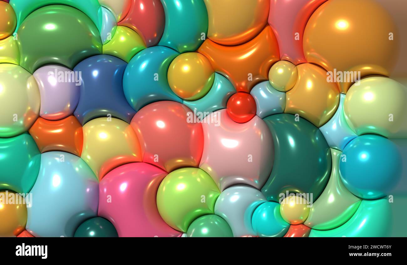 Background with circles, inflated shapes. 3d rendering illustration ...