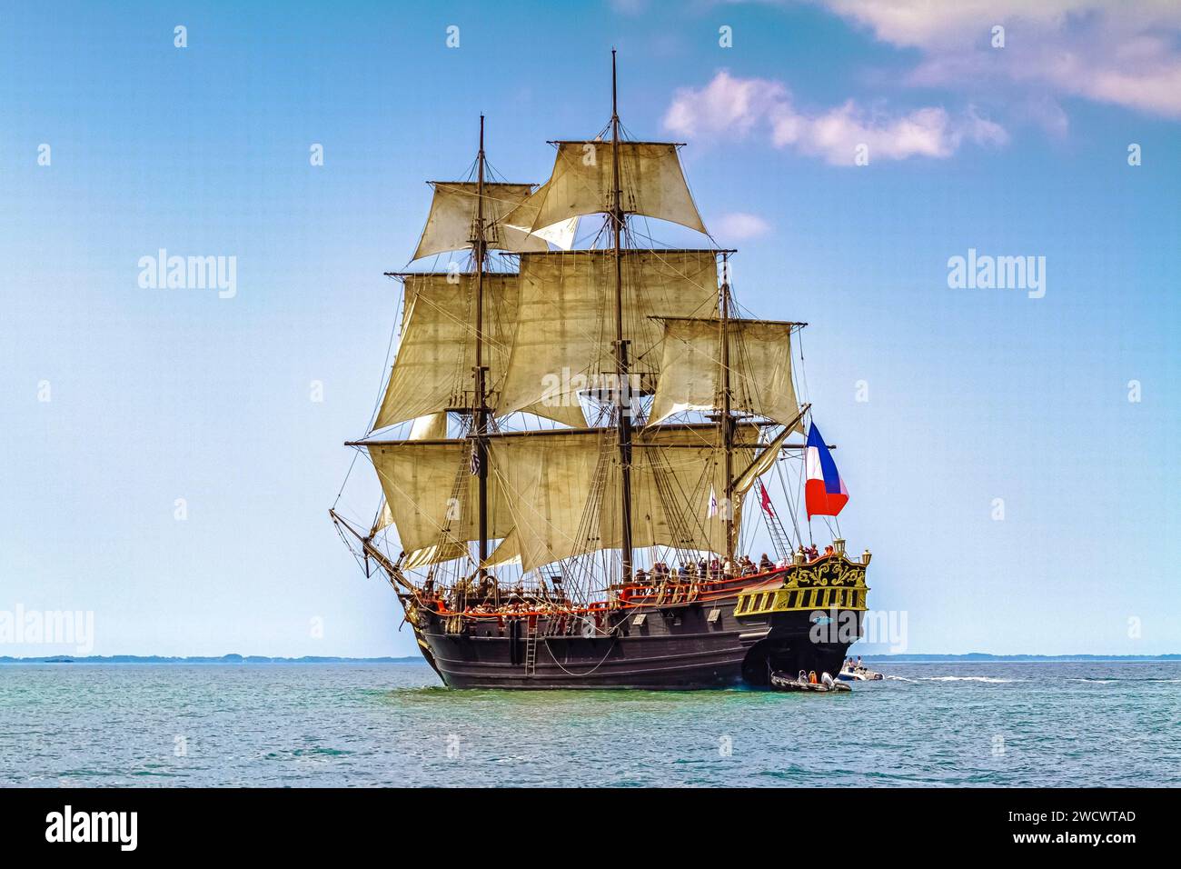 France, Morbihan, Gulf of Morbihan, etoile du Roy, three-masted barque ...