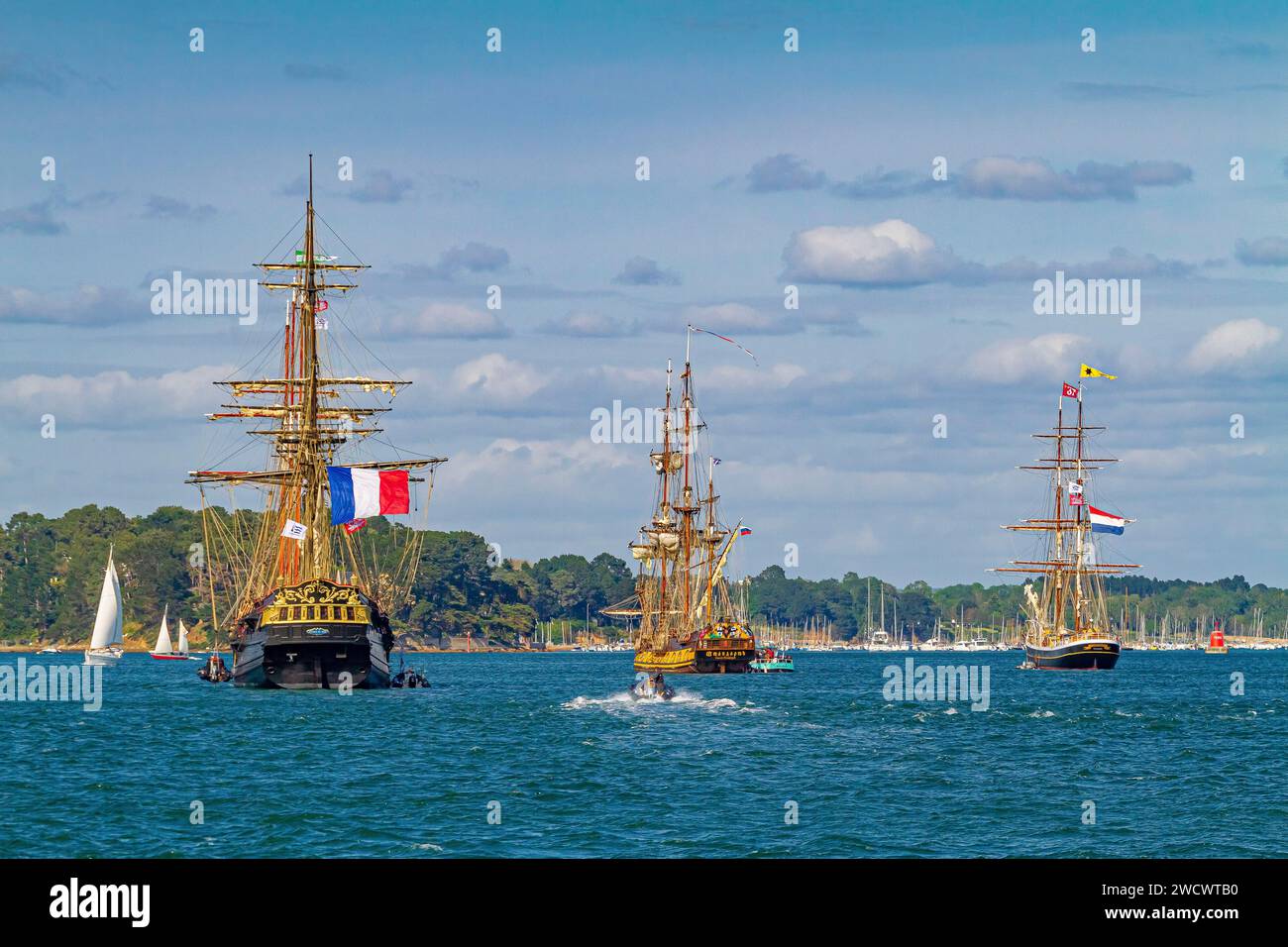 France, Morbihan, Gulf of Morbihan, etoile du Roy, three-masted barque ...
