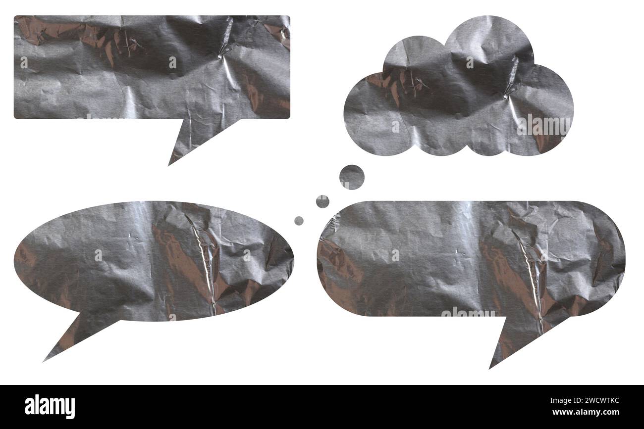 Conversation clouds cut from foil on isolated background Stock Photo ...