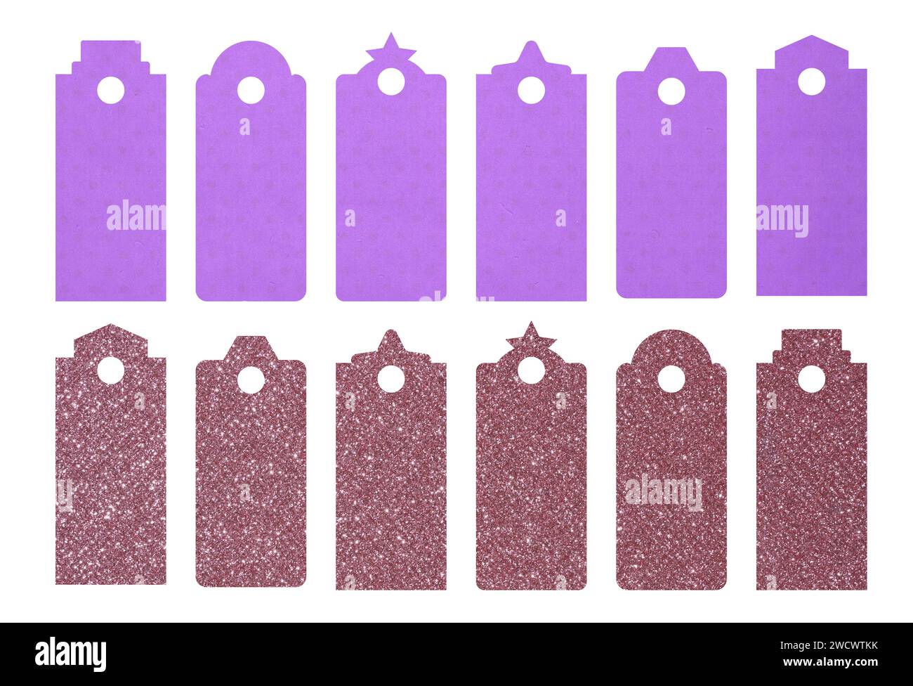 Paper tags of various shapes with a hole on an isolated background ...