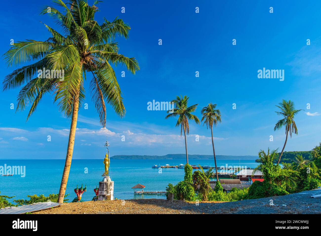 Thailand, Trat province, Ko Mak island, Wat Samakeetham Buddhist temple ...