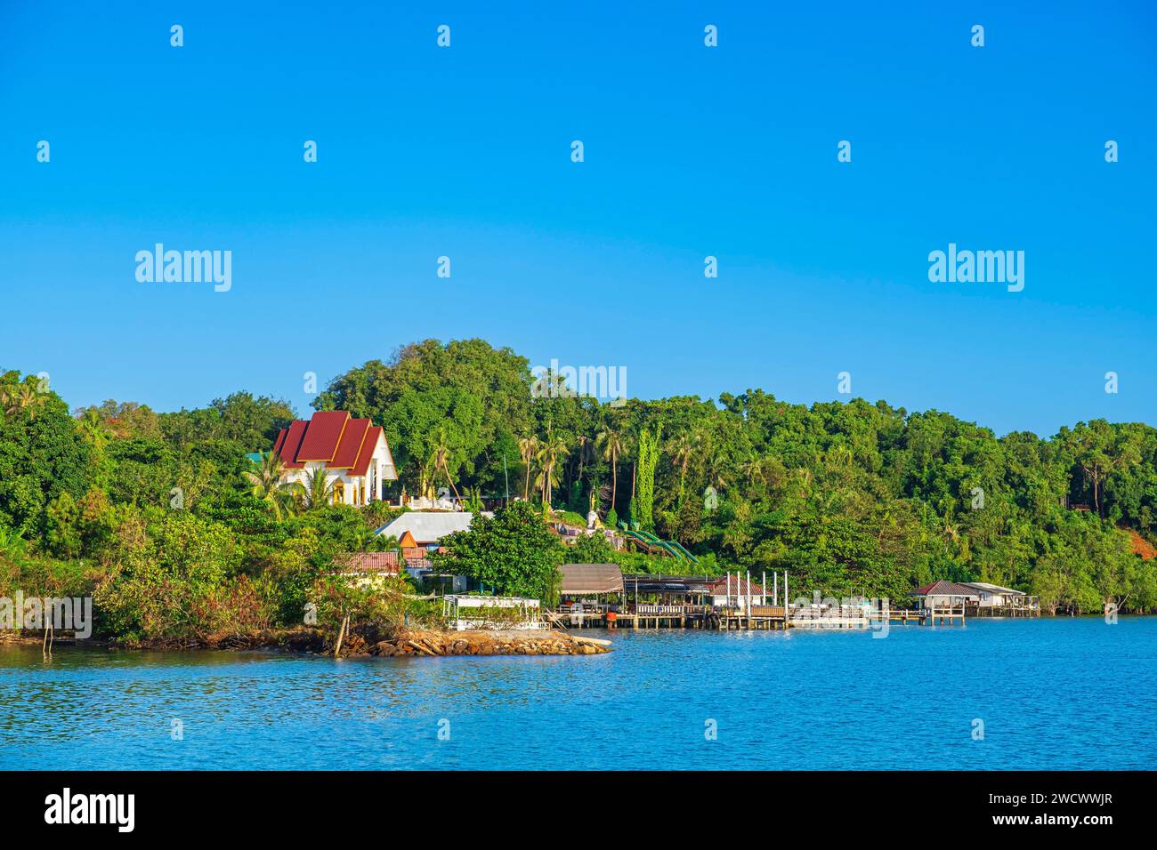Thailand, Trat province, Ko Mak island, Wat Samakeetham Buddhist temple ...