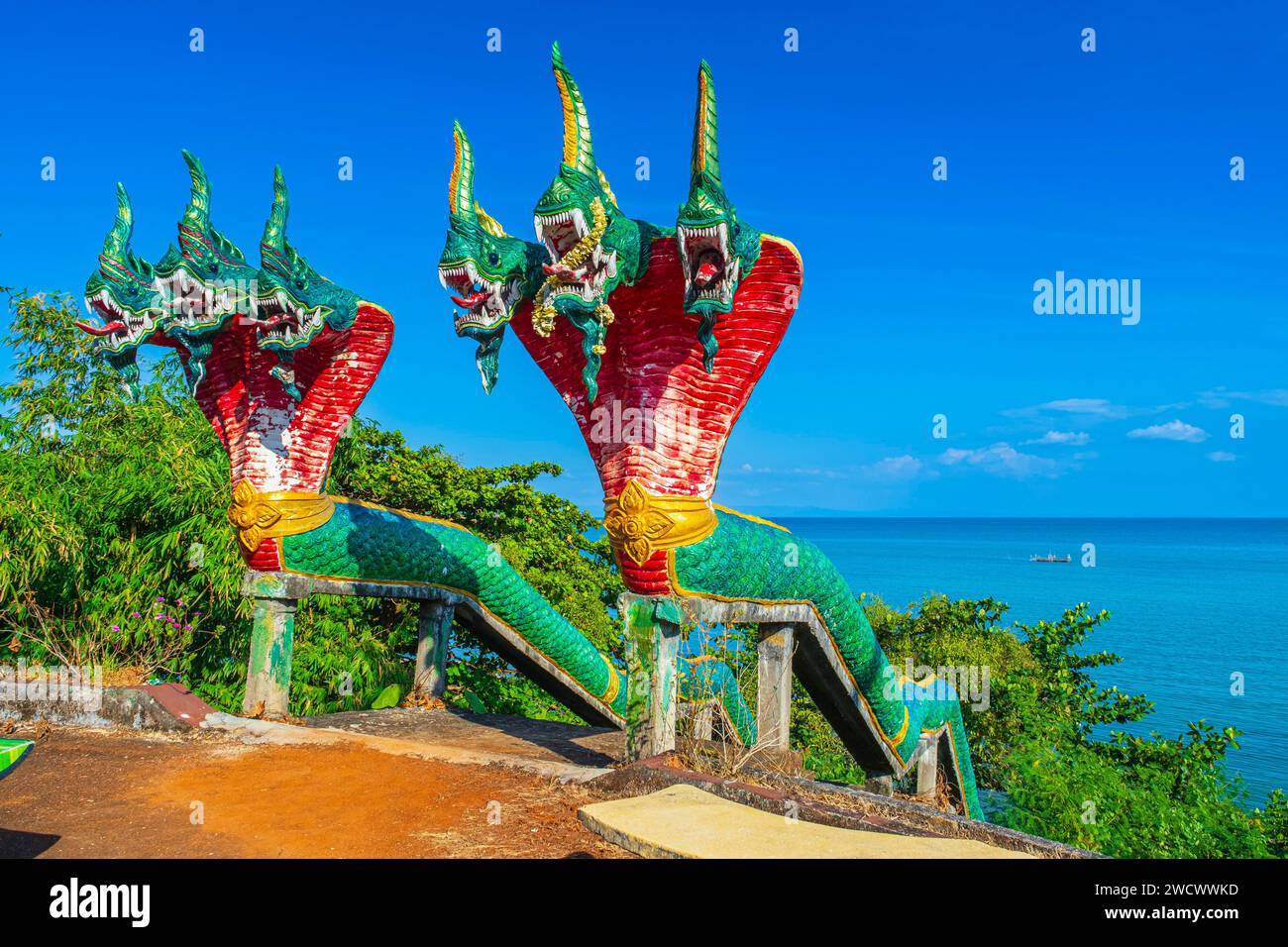 Thailand, Trat province, Ko Mak island, Wat Samakeetham Buddhist temple ...