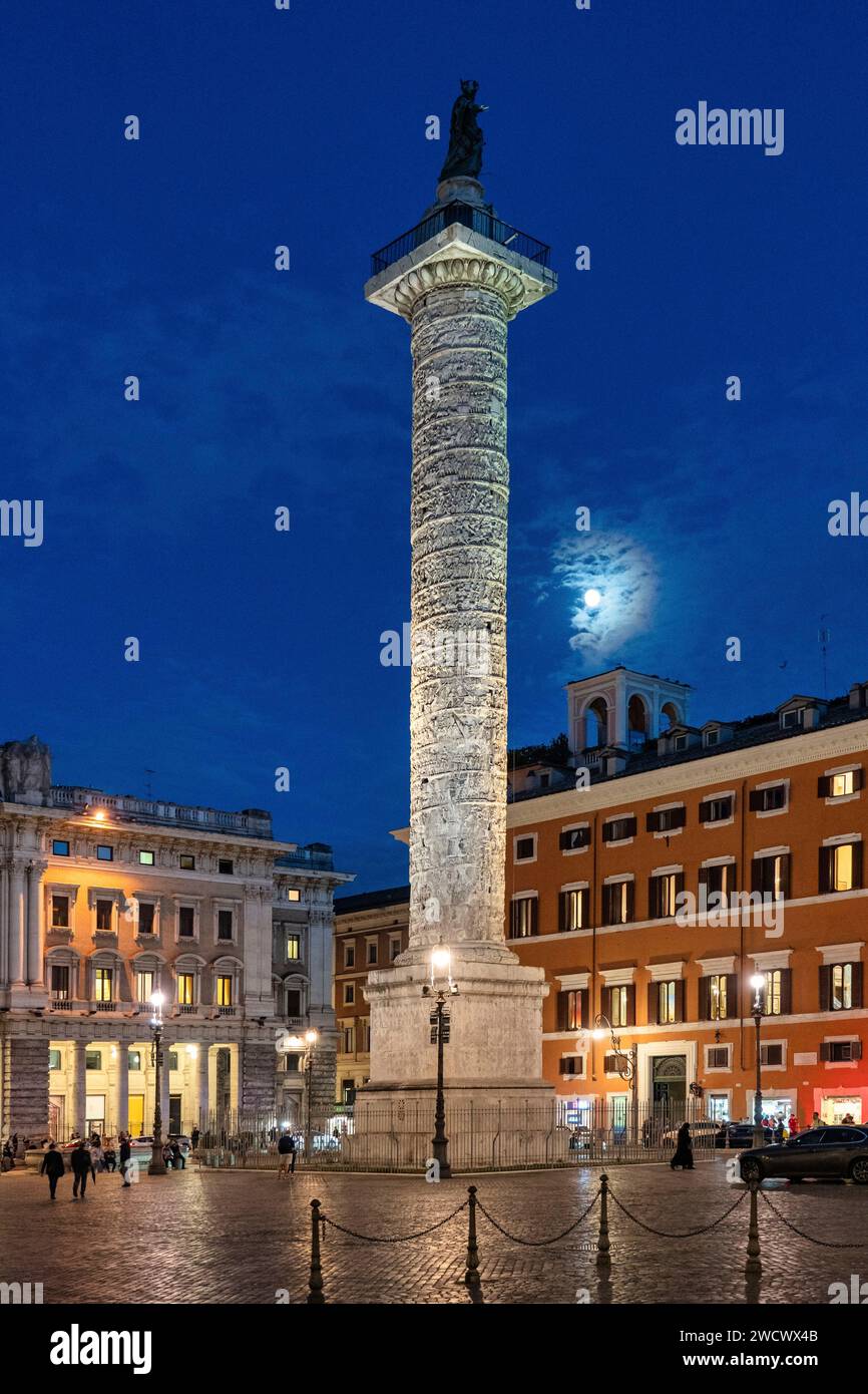 Italy, Latium, Rome, Column of Marcus Aurelius, Place Colonna Stock ...