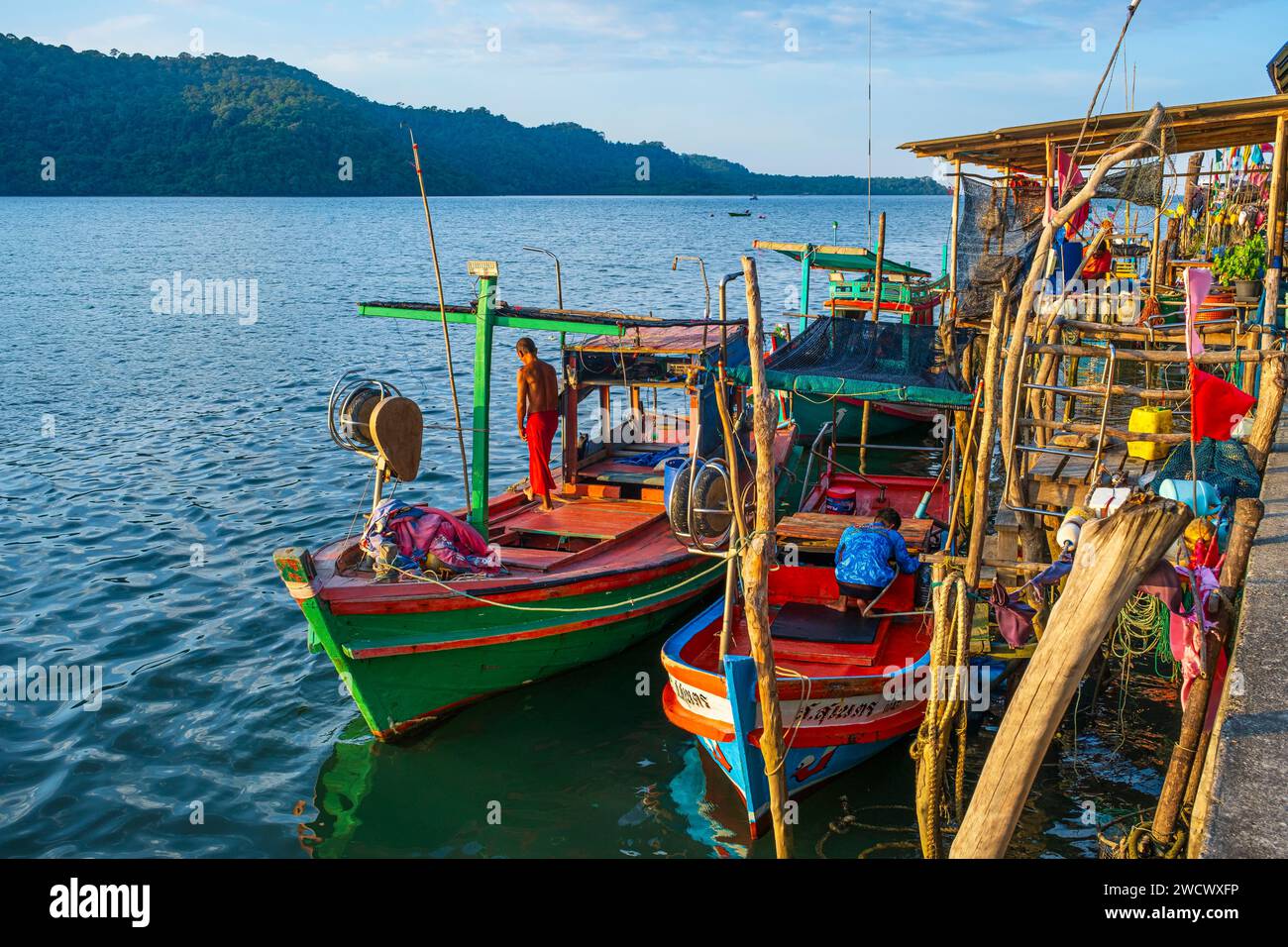 Thailand, Trat province, Ko Kood (or Ko Kut) island, Ao Salad, fishing ...