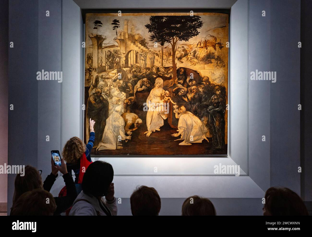 Italy, Toscane, Florence, Galleria degli Uffizi, The Adoration of the Magi is an unfinished ...