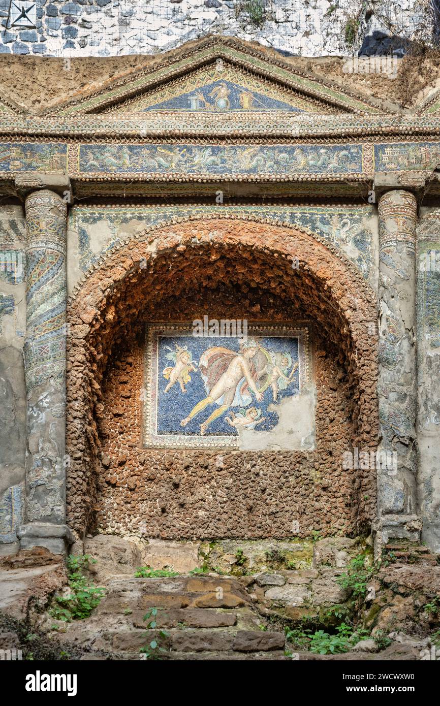 Italy, Campania, the Bay of Naples, Pompei, Mosaic art of the nymphaeum ...