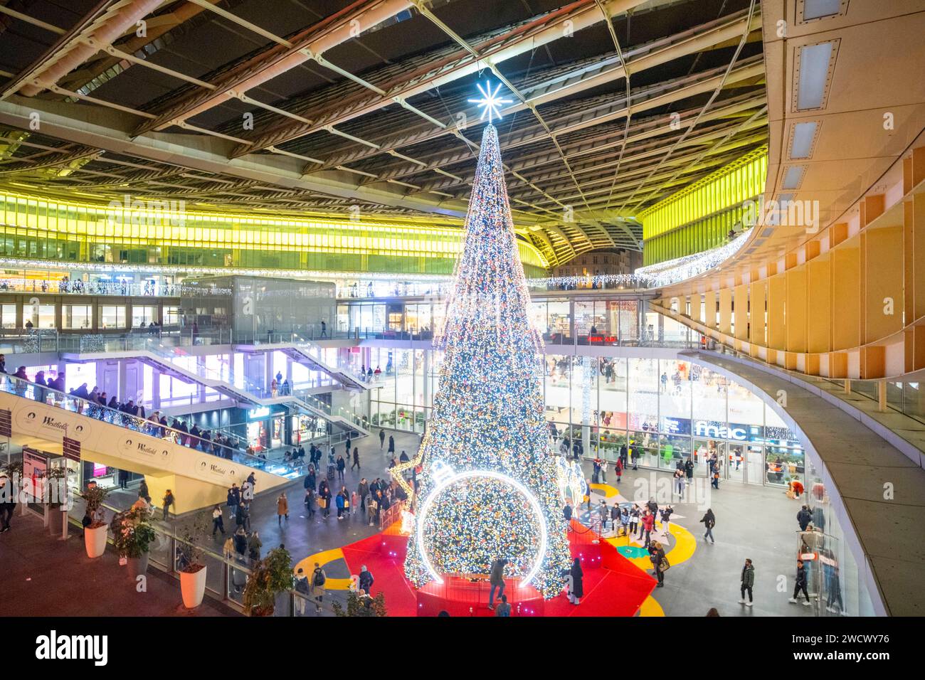 France, Paris, Forum des Halles, Westfield, the Christmas tree Stock ...