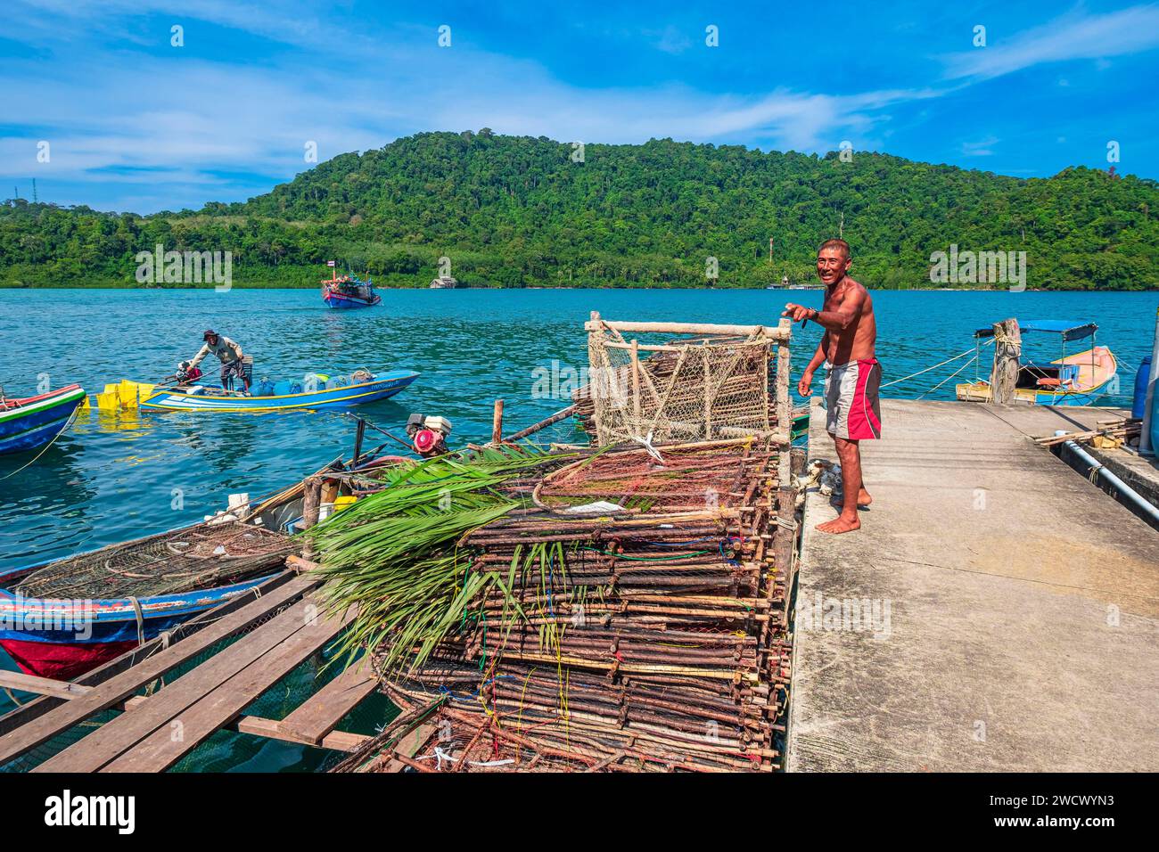 Thailand, Trat province, Ko Kood (or Ko Kut) island, Ao Yai, fishing ...
