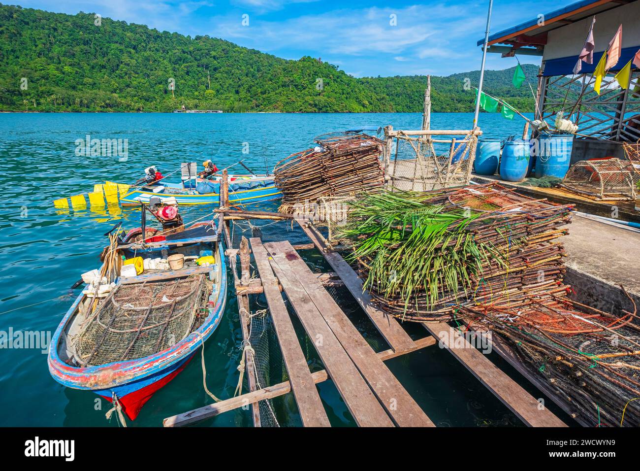 Thailand, Trat province, Ko Kood (or Ko Kut) island, Ao Yai, fishing ...