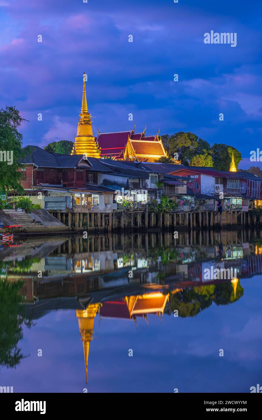 Thailand, Chanthaburi, Chanthaboon Waterfront Community lined with ...