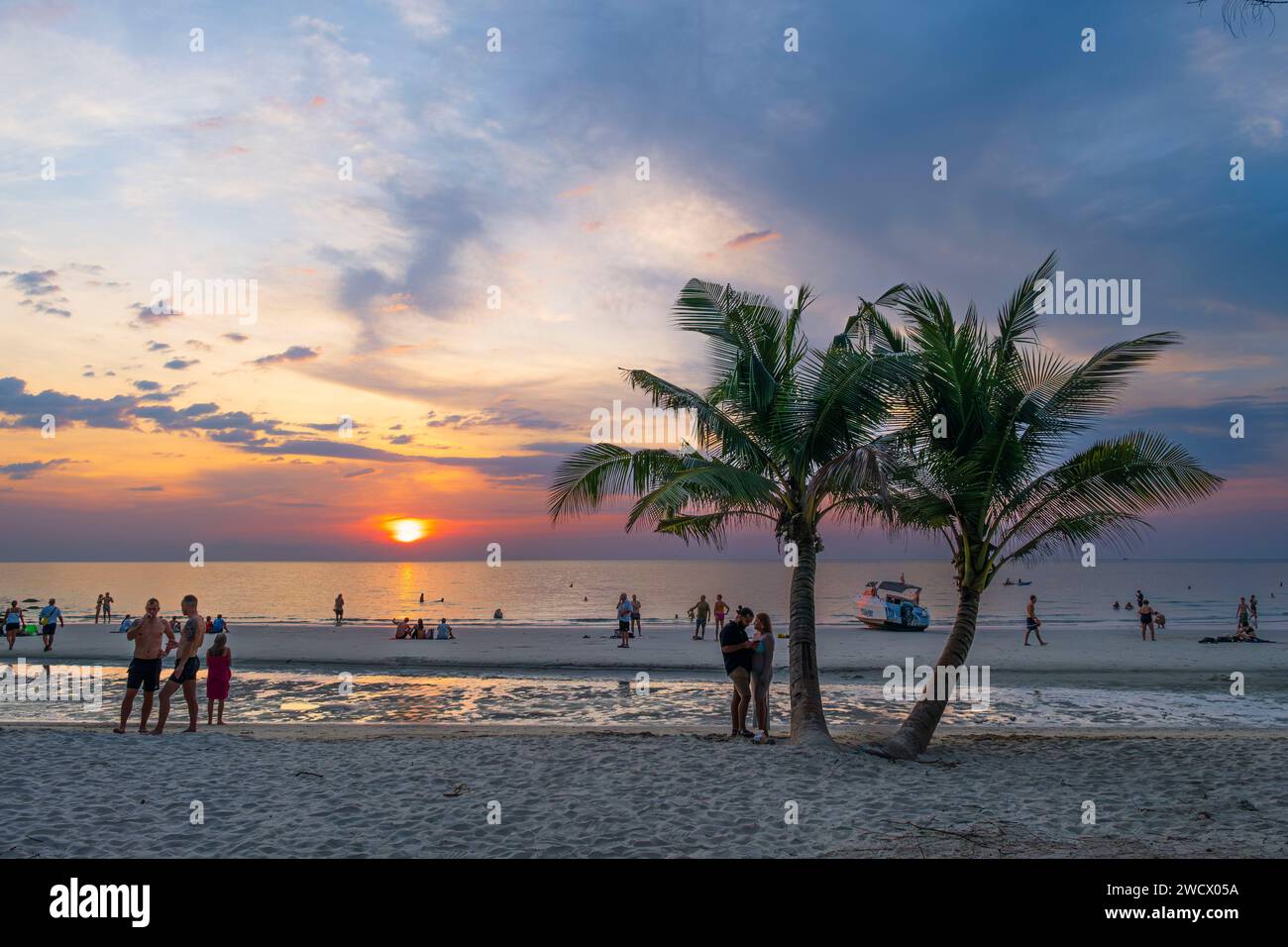 Thailand, Trat province, Ko Kood (or Ko Kut) island, sunset on Klong ...