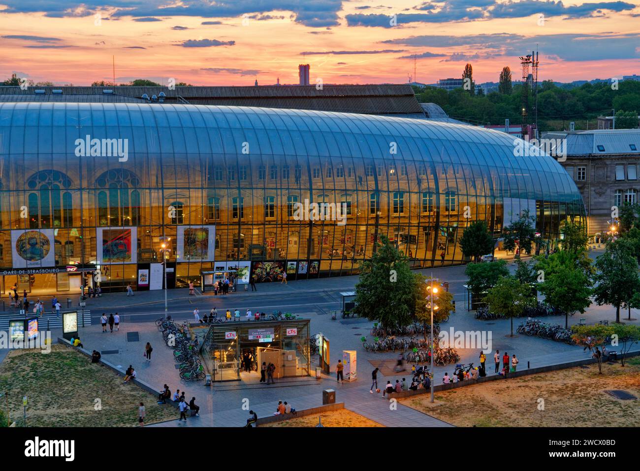 France, Bas Rhin, Strasbourg, the main train station and its glass roof ...