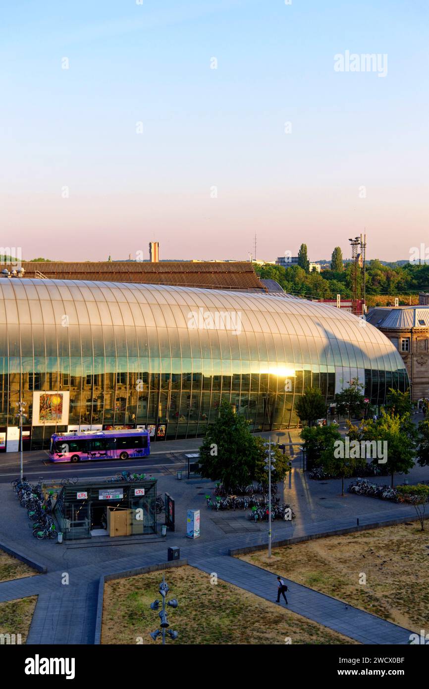 France, Bas Rhin, Strasbourg, the main train station and its glass roof ...