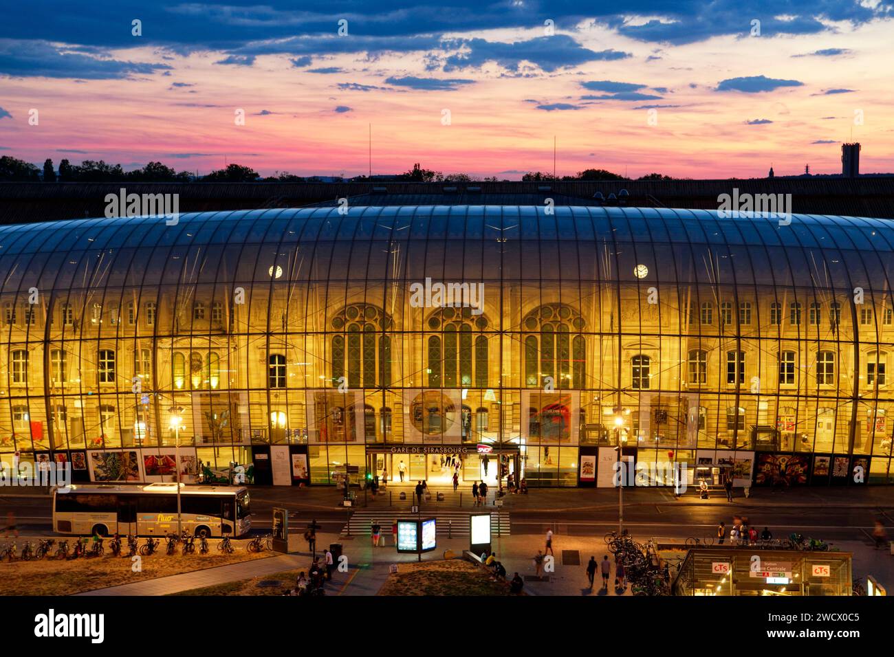 France, Bas Rhin, Strasbourg, the main train station and its glass roof ...