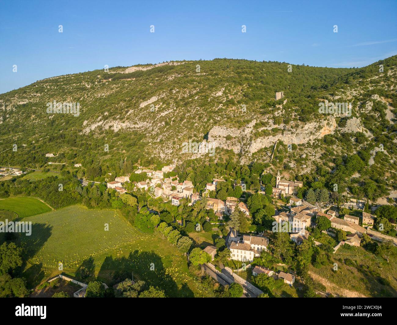 France, Vaucluse, Mont Ventoux Regional Natural Park, Monieux (aerial ...