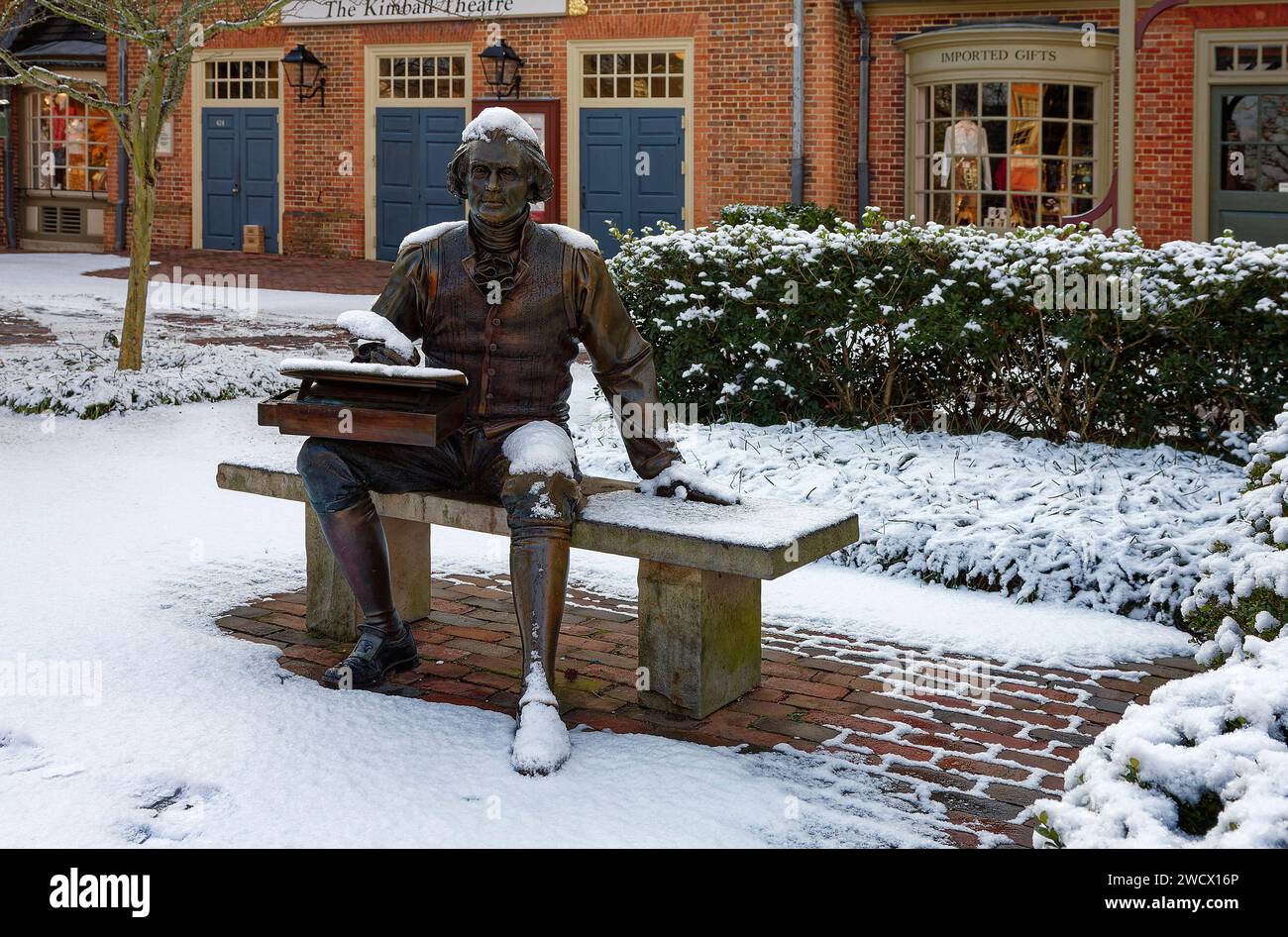 Thomas Jefferson statue, sitting on bench, public art, 1999, Merchants ...