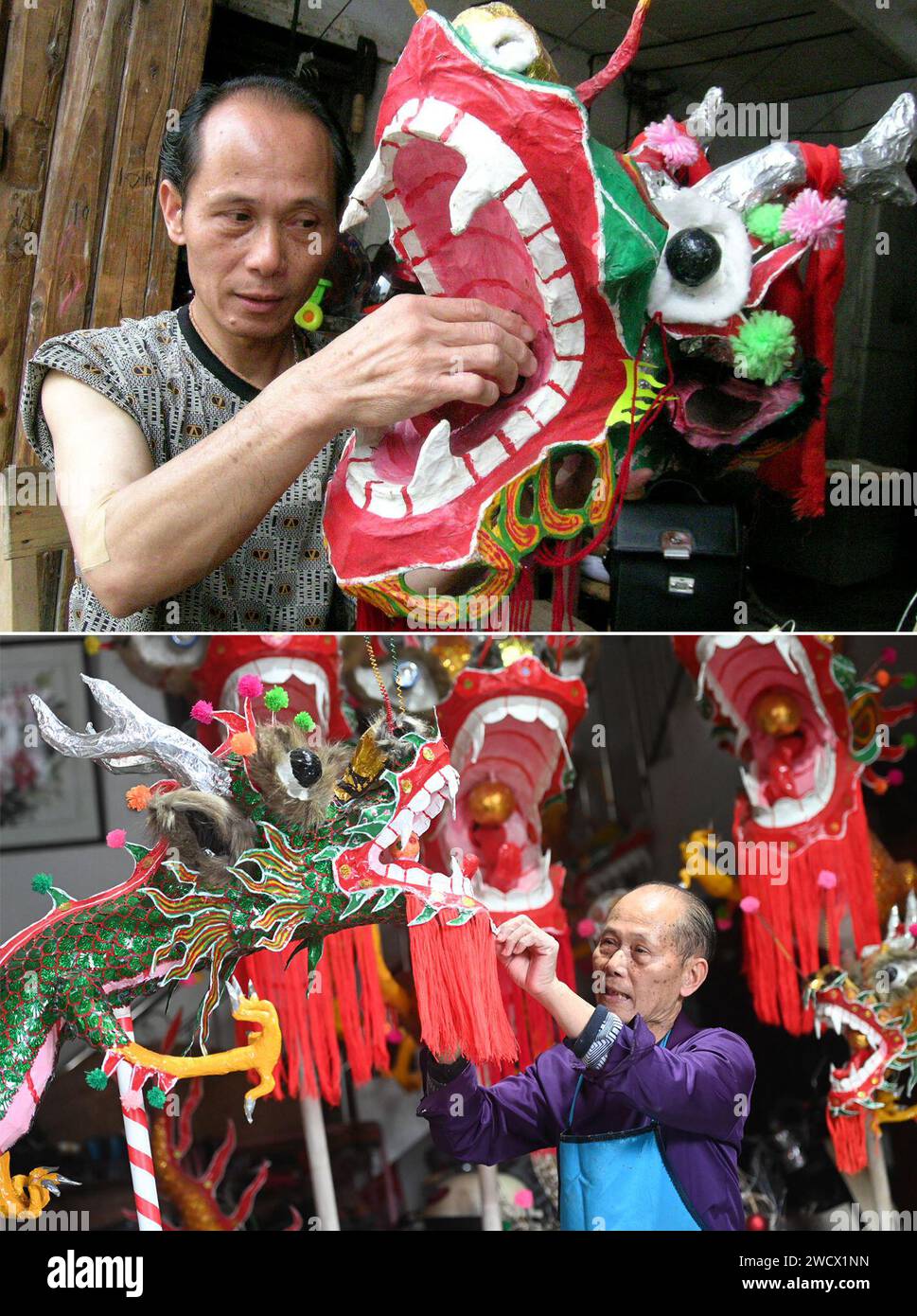 (240117) -- BINYANG, Jan. 17, 2024 (Xinhua) -- This combo photo shows ...