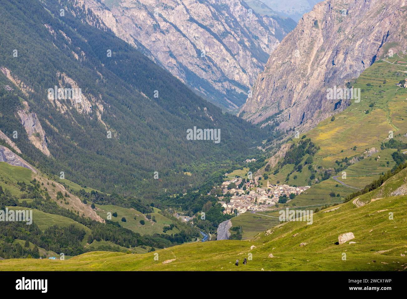 France, Hautes-Alpes, high valley of the Romanche, La Grave, labeled ...