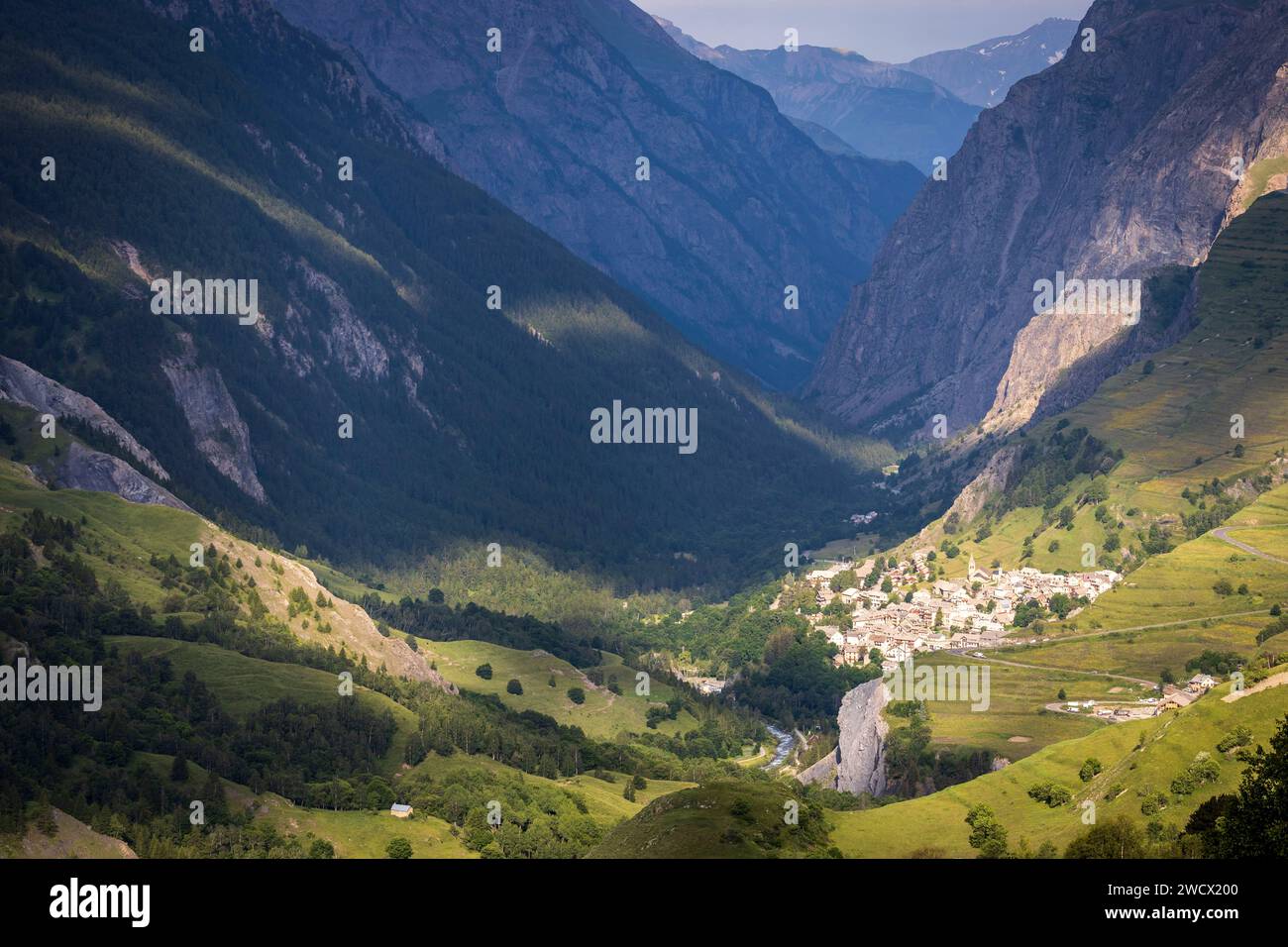 France, Hautes-Alpes, high valley of the Romanche, La Grave, labeled ...