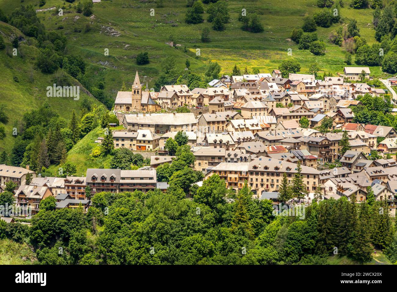 France, Hautes-Alpes, high valley of the Romanche, La Grave, labeled ...
