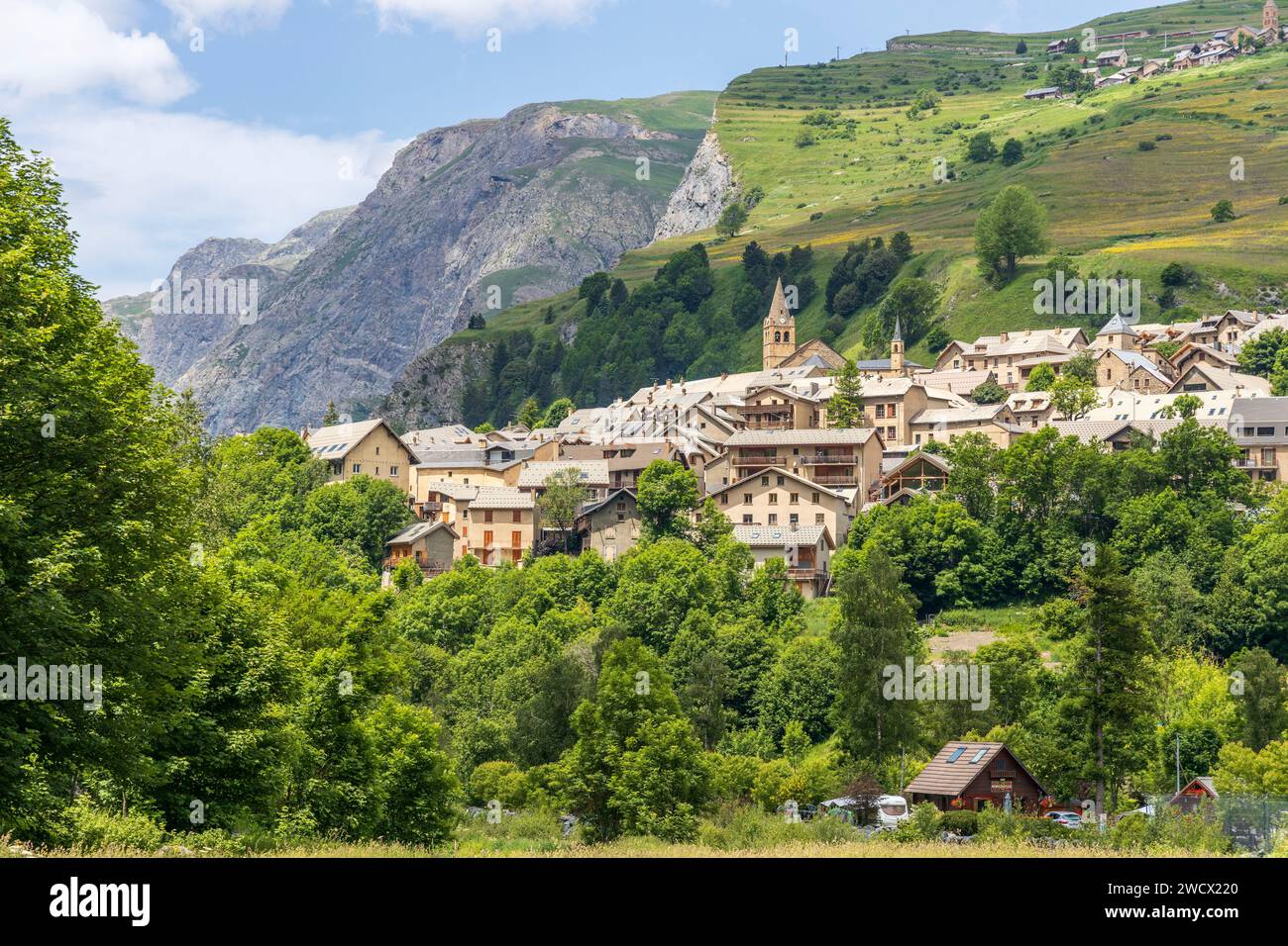 France, Hautes-Alpes, high valley of the Romanche, La Grave, labeled ...