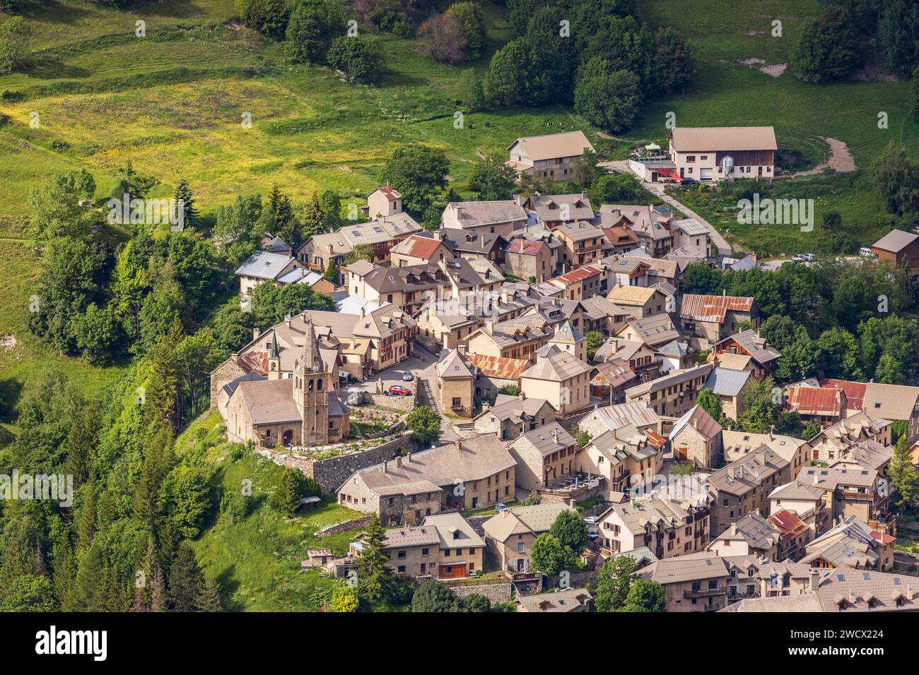France, Hautes-Alpes, high valley of the Romanche, La Grave, labeled ...