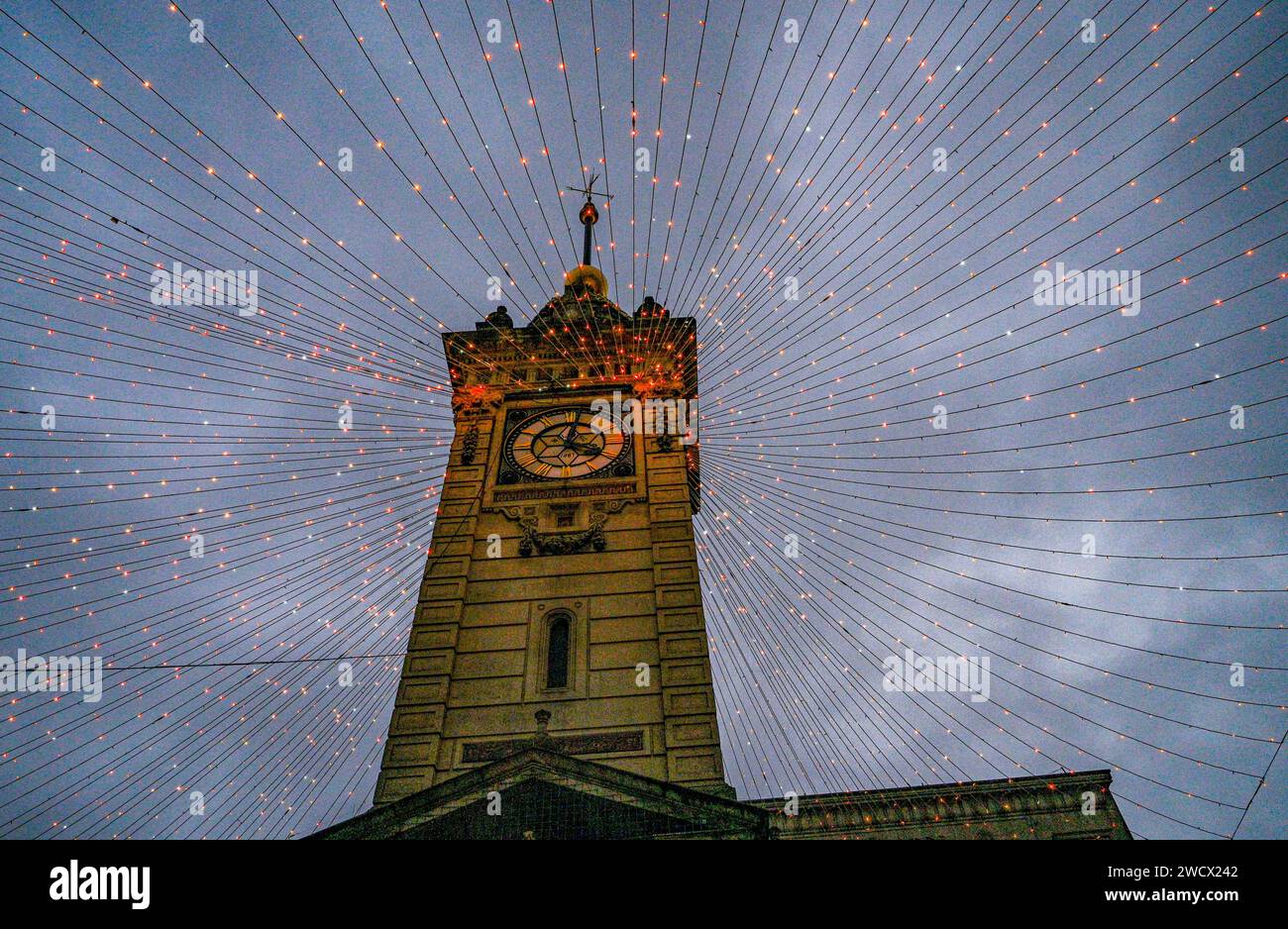 Brighton Clock Tower with Christmas Lights December 2023 UK Stock Photo ...