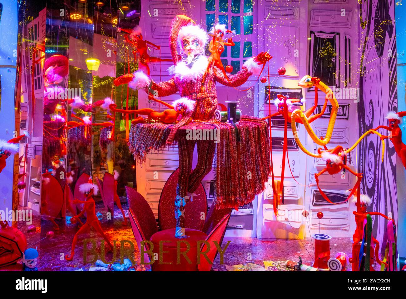 France, Paris, the Galeries Lafayette Department Store at Christmas ...