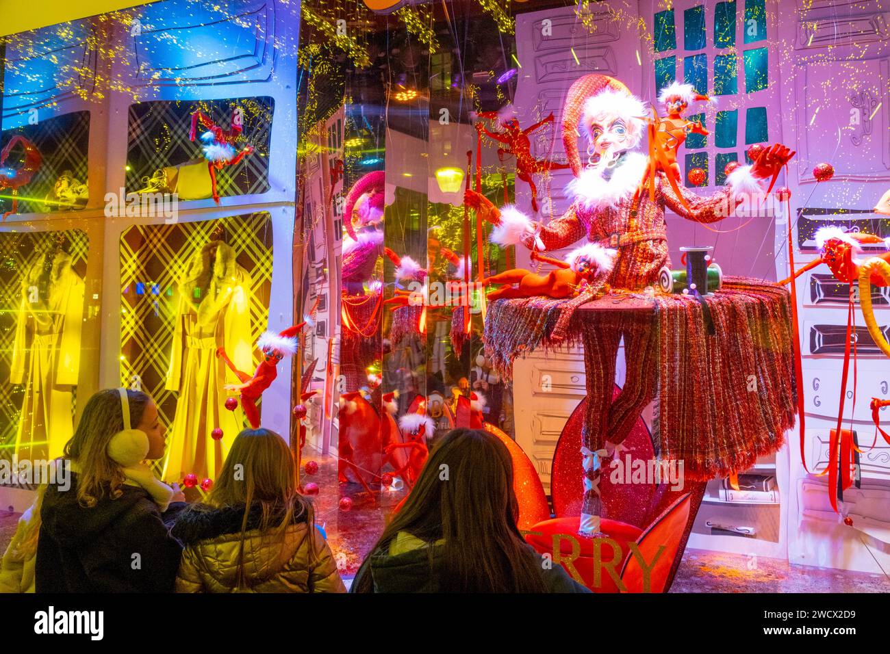 France, Paris, the Galeries Lafayette Department Store at Christmas ...