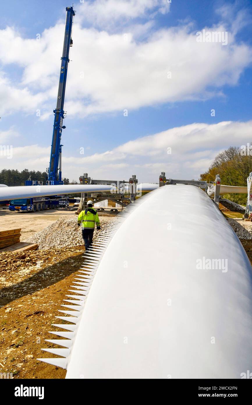 France, Doubs, Etouvans, three cantons wind farm, wind turbine ...