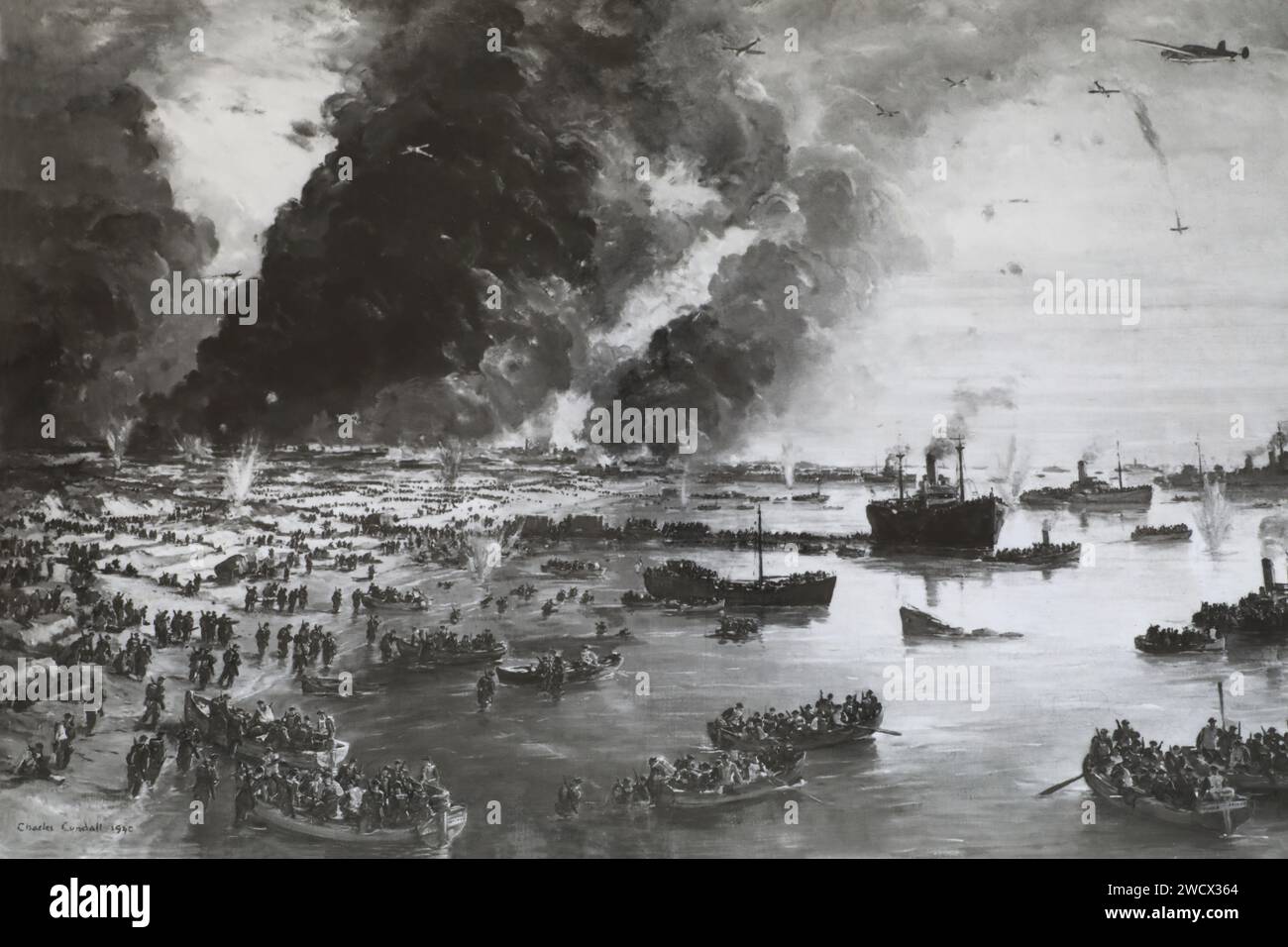 France, Nord, Dunkirk, reproduction of the painting by the English ...