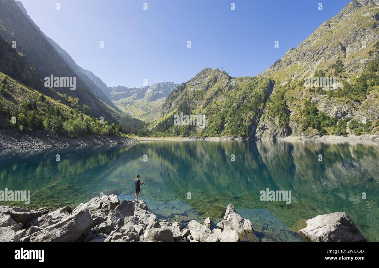 France, Isere (38), Bourg-d'Oisans, Lac du Lauvitel, the largest lake ...