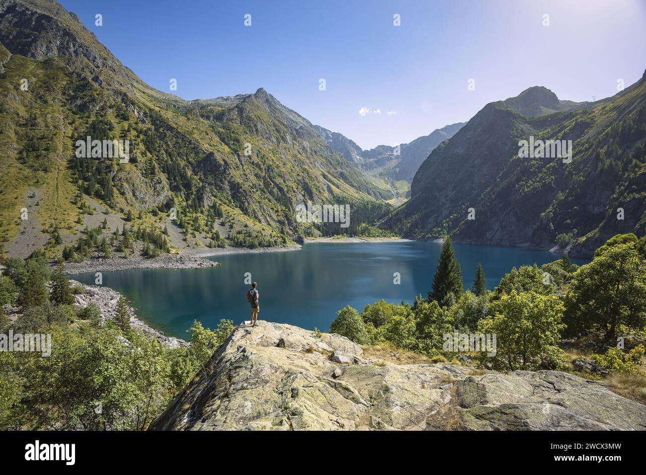 France, Isere (38), Bourg-d'Oisans, Lac du Lauvitel, the largest lake ...