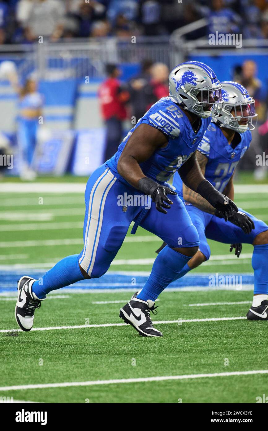 Detroit Lions defensive end Josh Paschal (93) rushes on defense against ...
