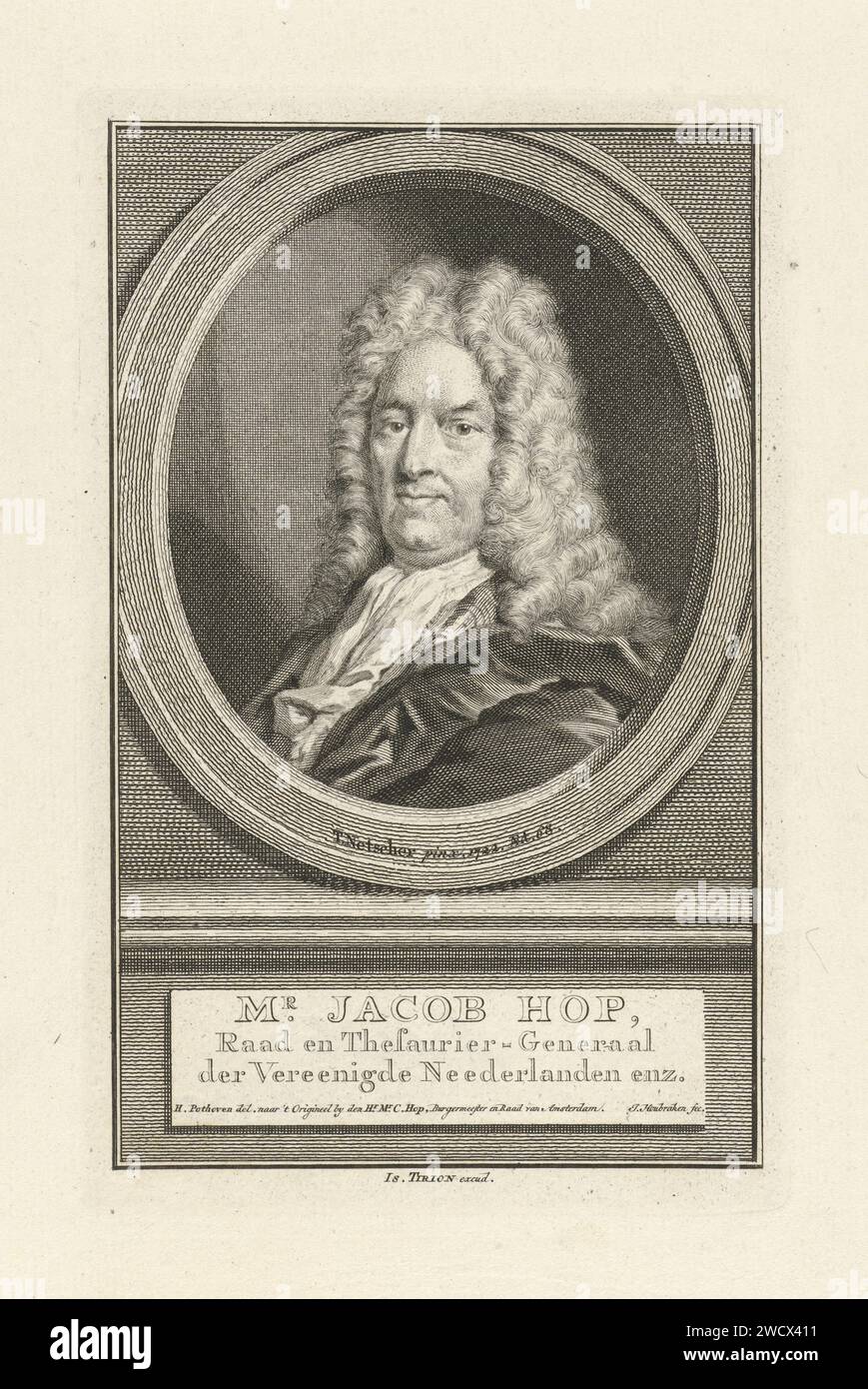 Portrait of Jacob Hop, Jacob Houbraken, after Theodorus Netscher, after ...
