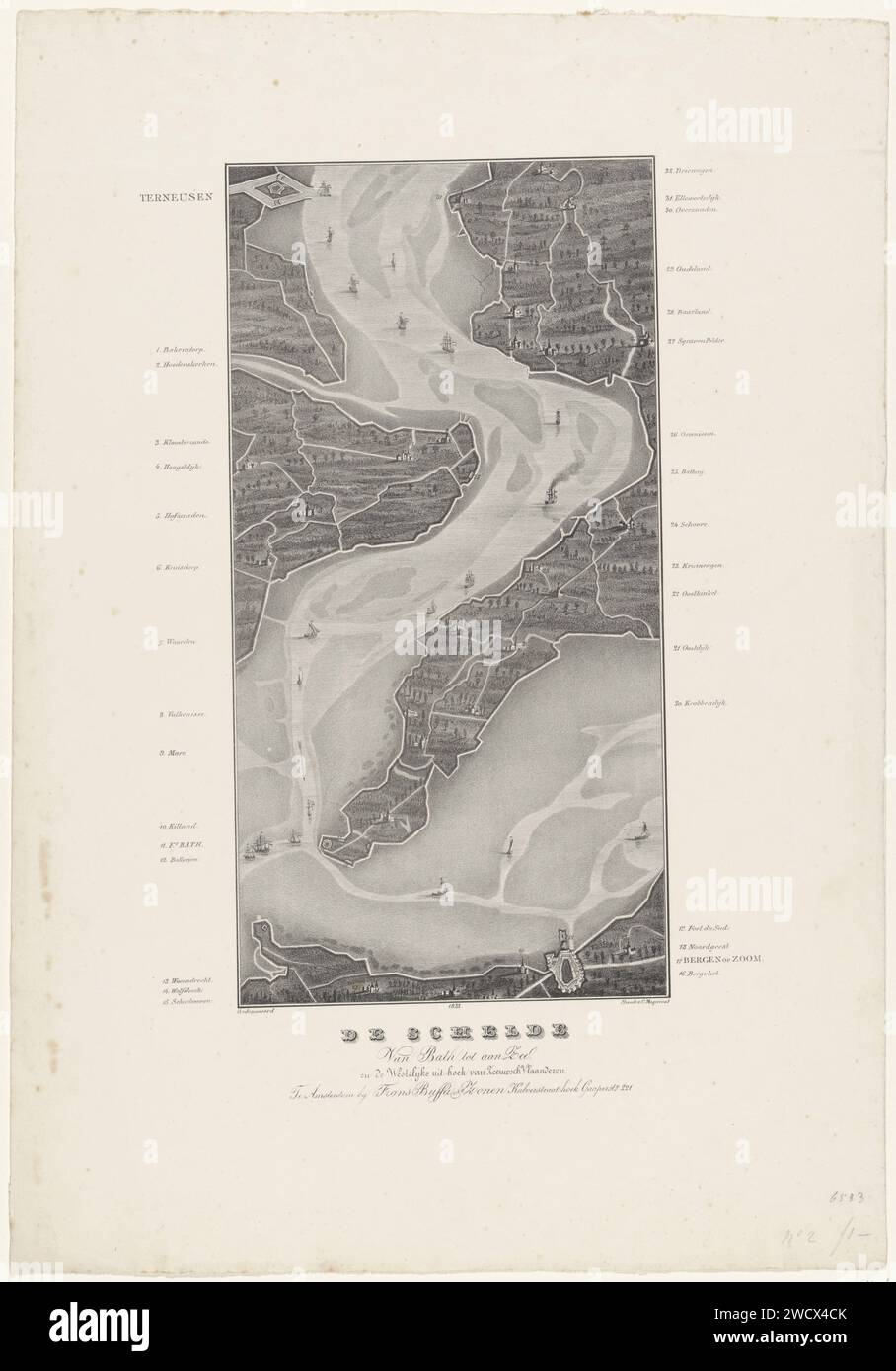 Walk from the Scheldt from Fort Bath to Sea (bottom leaf), 1832, Willem ...