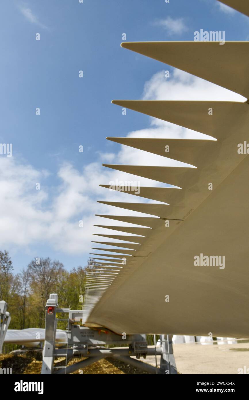 France, Doubs, Etouvans, three cantons wind farm, wind turbine assembly ...