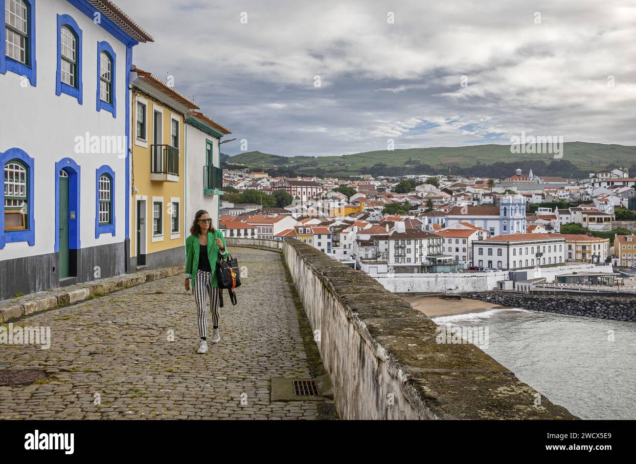 Portugal, Azores archipelago, Terceira island, Angra do Heroismo, woman ...