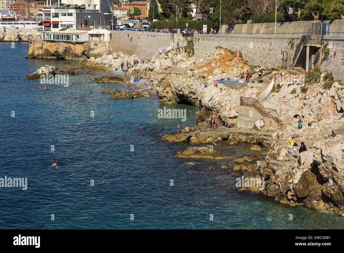 France, Alpes Maritimes, Nice, Reserve beach, customs path, coastal ...