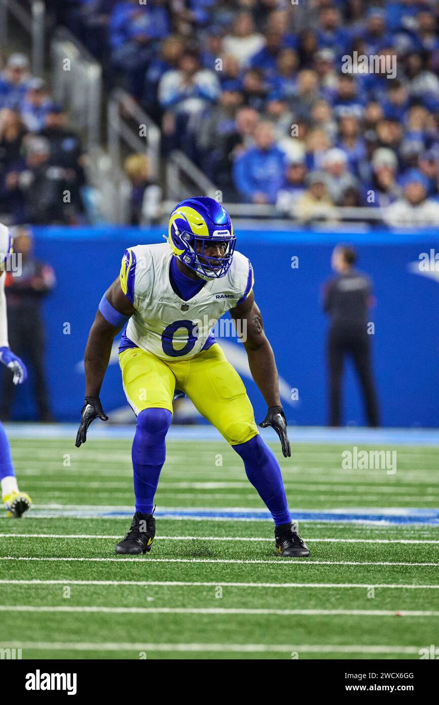 Los Angeles Rams linebacker Byron Young (0) pursues a play on defense ...