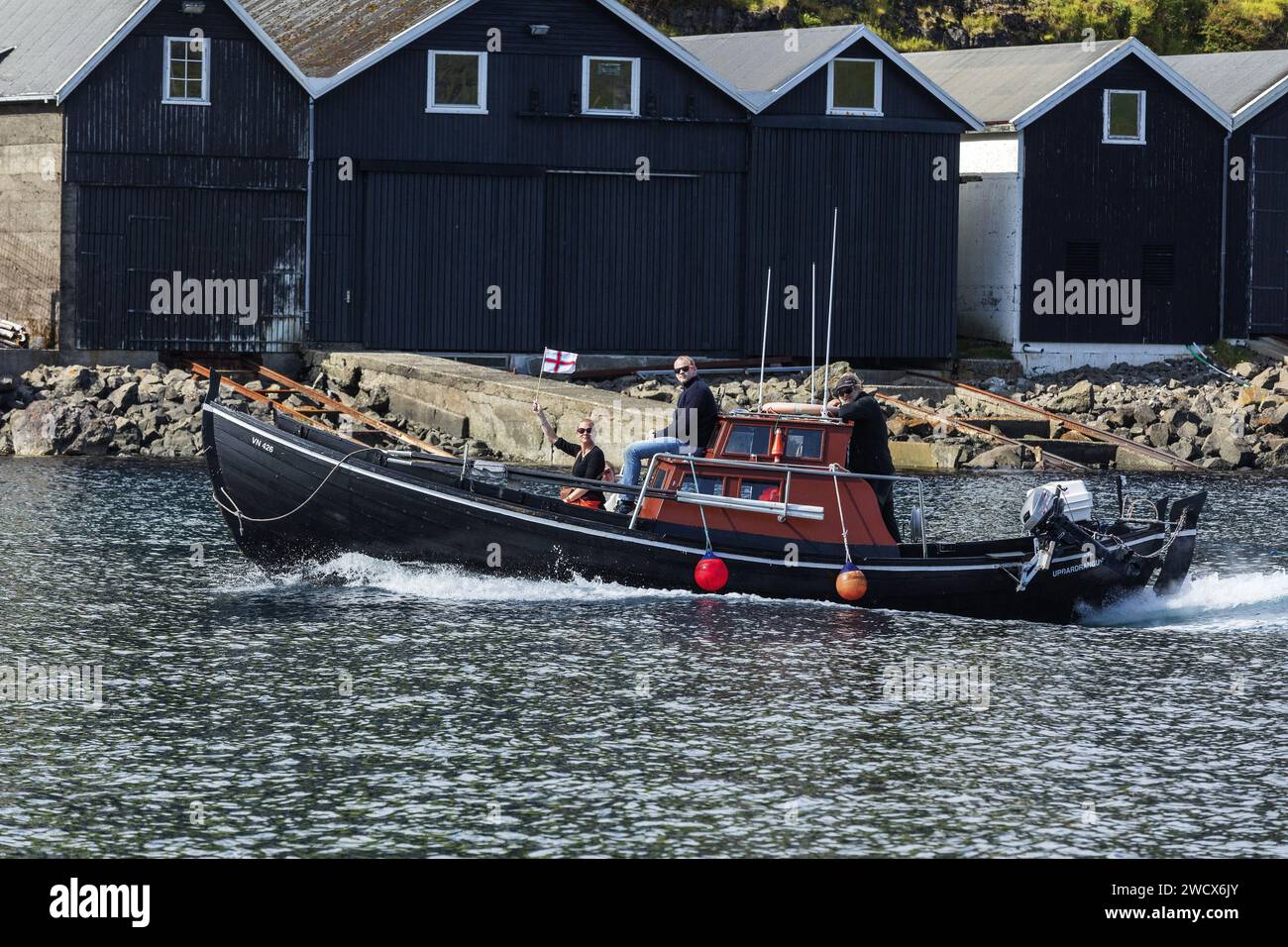 Denmark, Faroe Islands, Streymoy island, Vestmanna, traditional boat ...